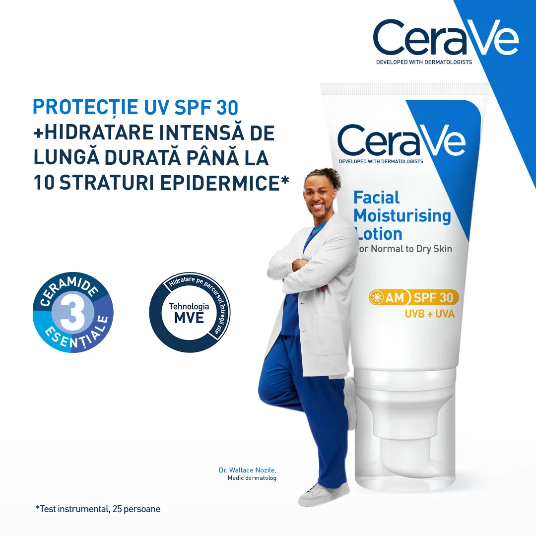 Crema hidratanta pentru ten normal-uscat AM SPF 30, 52ml, Cerave | Dr ...