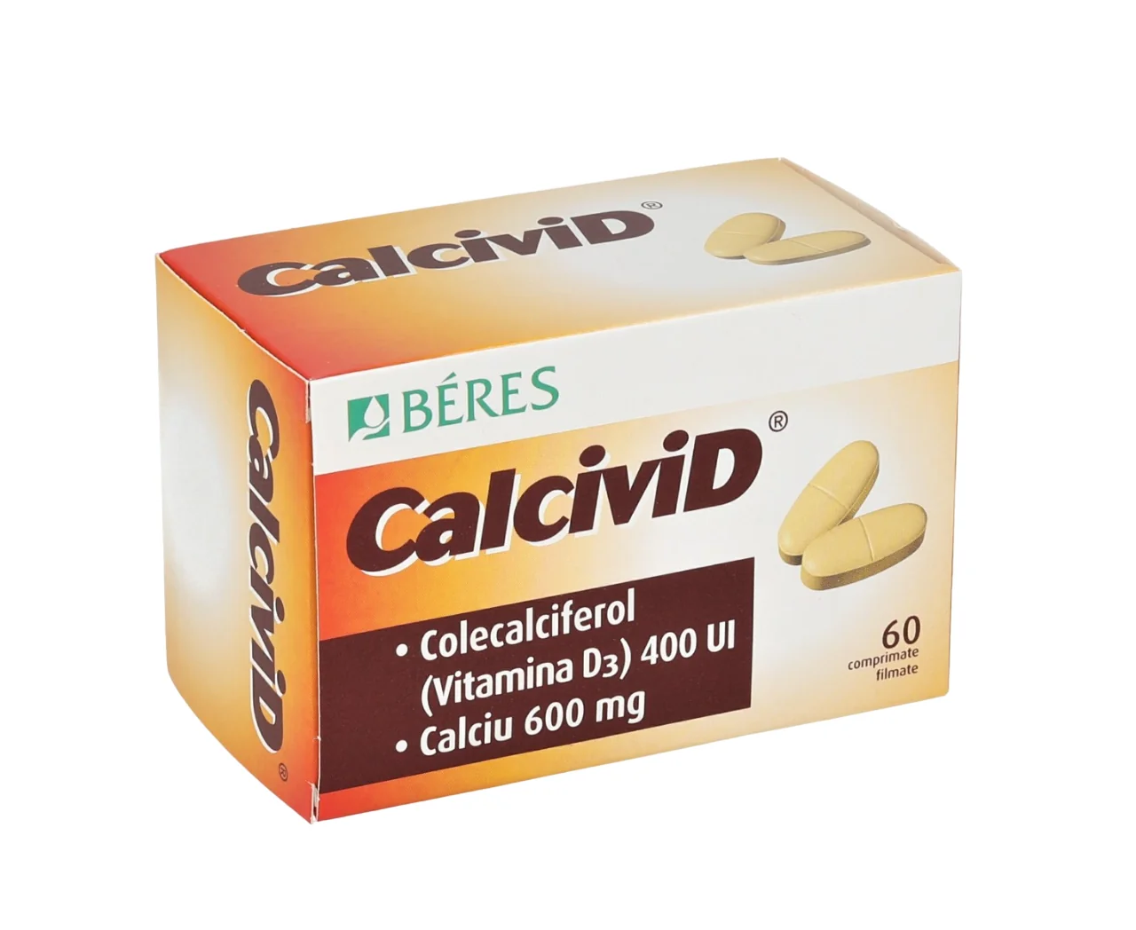 Calcivid 600 mg/400 UI, 60 comprimate, Beres | Dr.Max Farmacie
