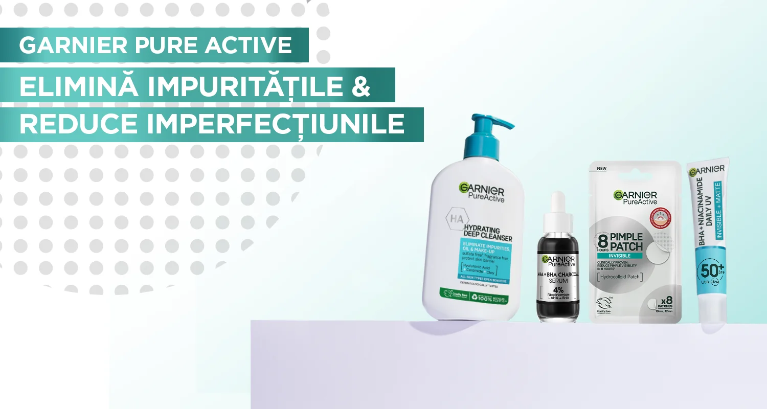 Plasturi hidrocoloidali Pure Active pentru cosuri, 8 bucati, Garnier ...