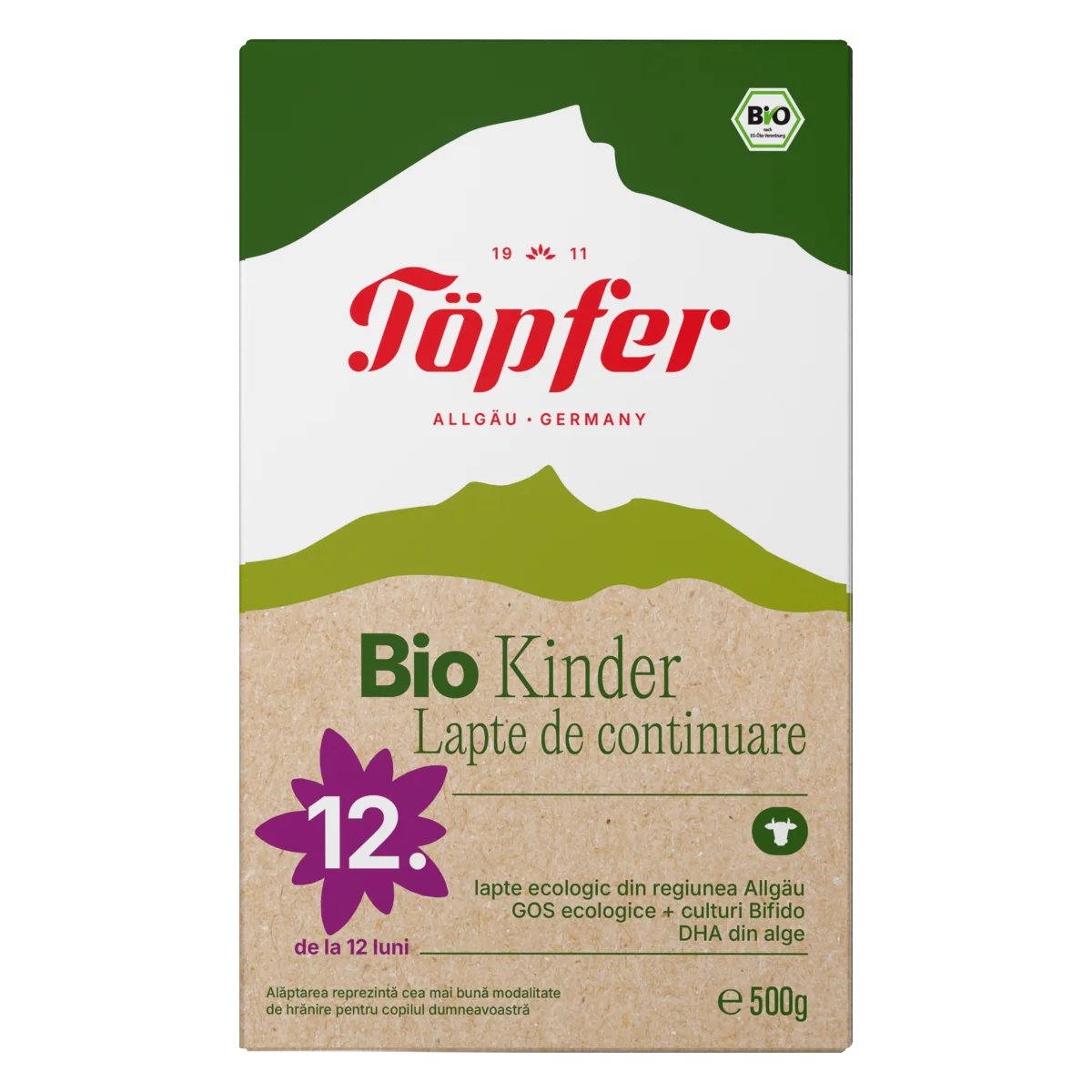 Lapte praf Bio Kinder Organic de la 12 luni, 500g, Topfer | Dr. Max ...