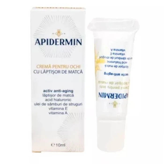 Crema pentru ochi anti-aging cu laptisor de matca, 10ml, Apidermin | Dr ...