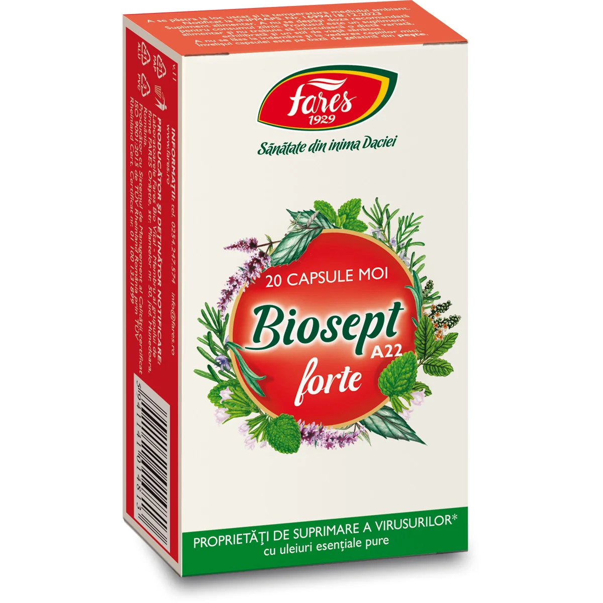 Biosept Forte A22, 20 capsule moi, Fares | Dr. Max Farmacia