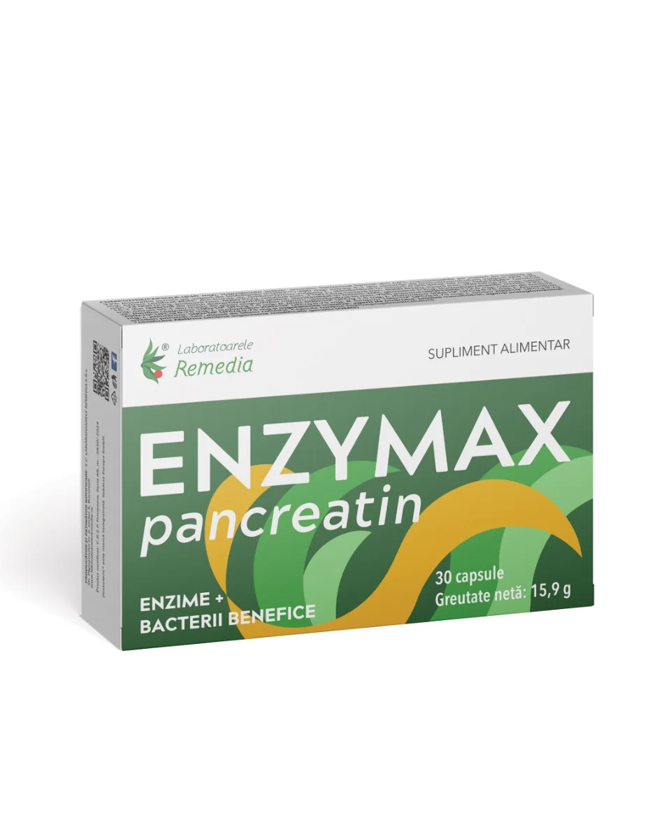 Enzymax Pancreatin, 30 capsule, Laboratoarele Remedia | Dr. Max Farmacie