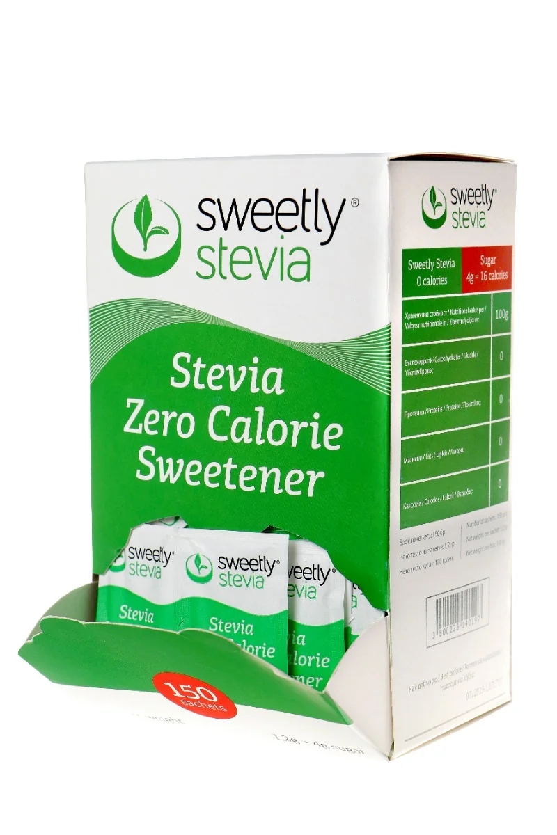 Indulcitor pudra de Stevia, 150 plicuri, Sweetly | Dr. Max Farmacie