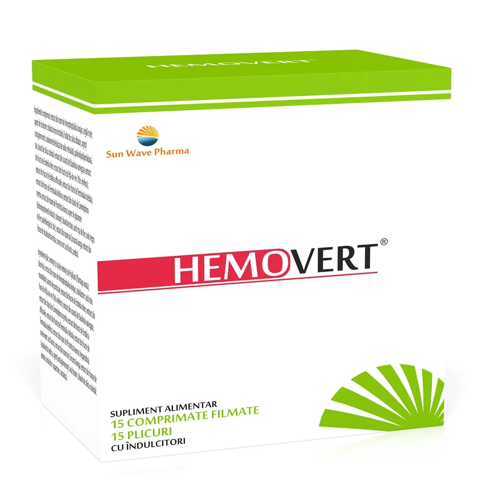 Hemovert, 15 comprimate + 15 plicuri, Sun Wave Pharma | Dr.Max Farmacie