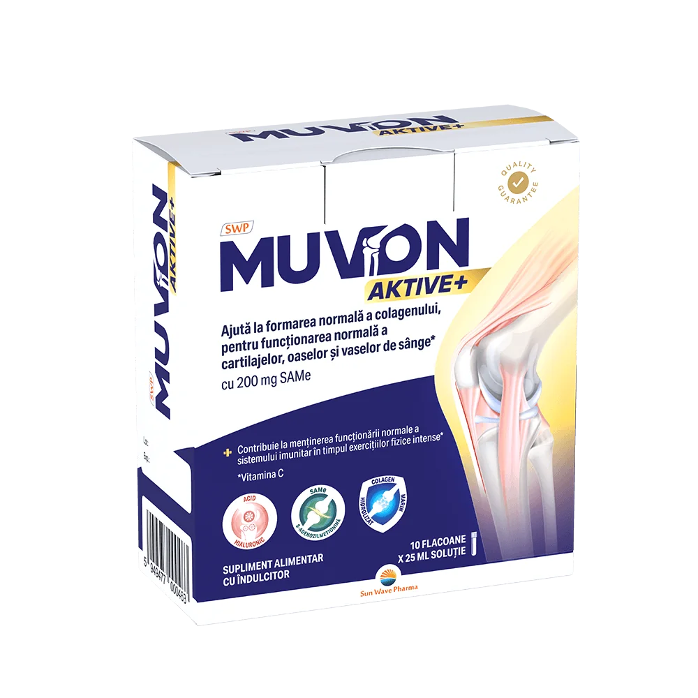 Supliment alimentar pentru articulatii Muvon Aktive Plus, 10 fiole, Sun ...
