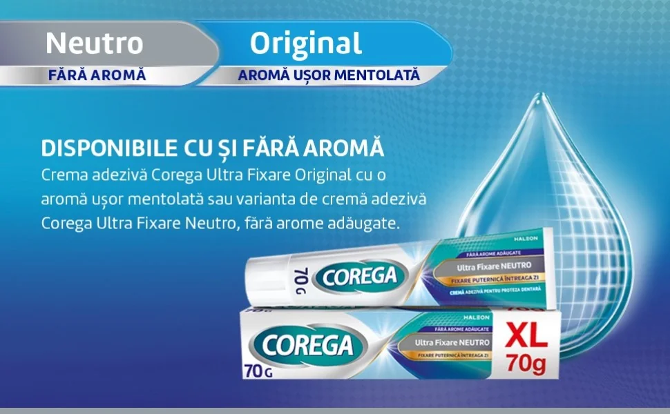 Crema adeziva pentru proteza dentara Neutro, 70g, Corega | Dr. Max ...
