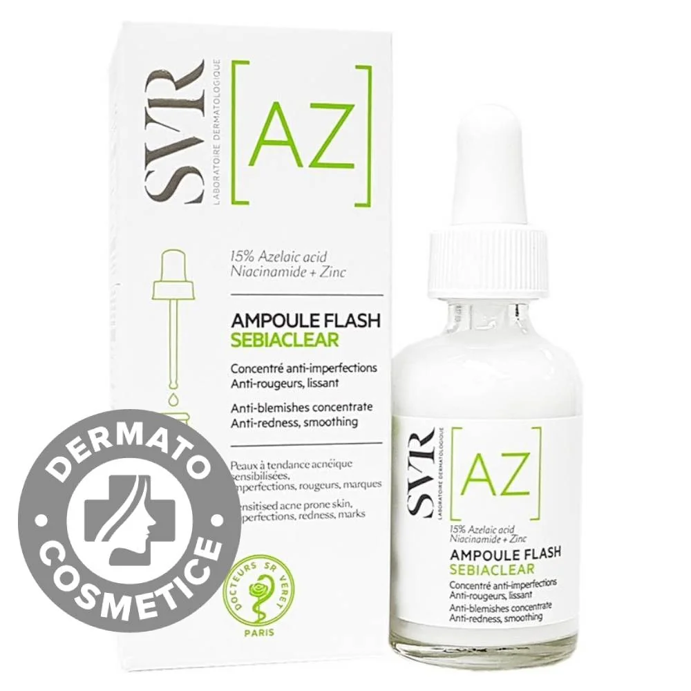 Ser pentru fata Ampoule Flash AZ Sebiaclear, 30ml, SVR | Dr. Max Farmacie