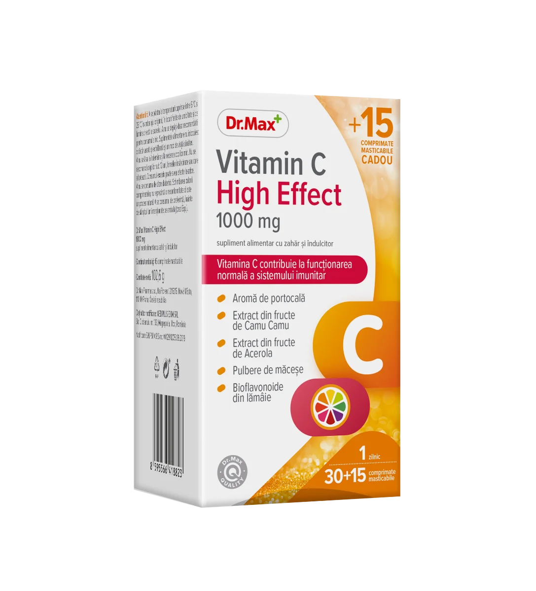 Dr.Max Vitamina C High Effect 1000mg, 30+15 comprimate masticabile | Dr ...