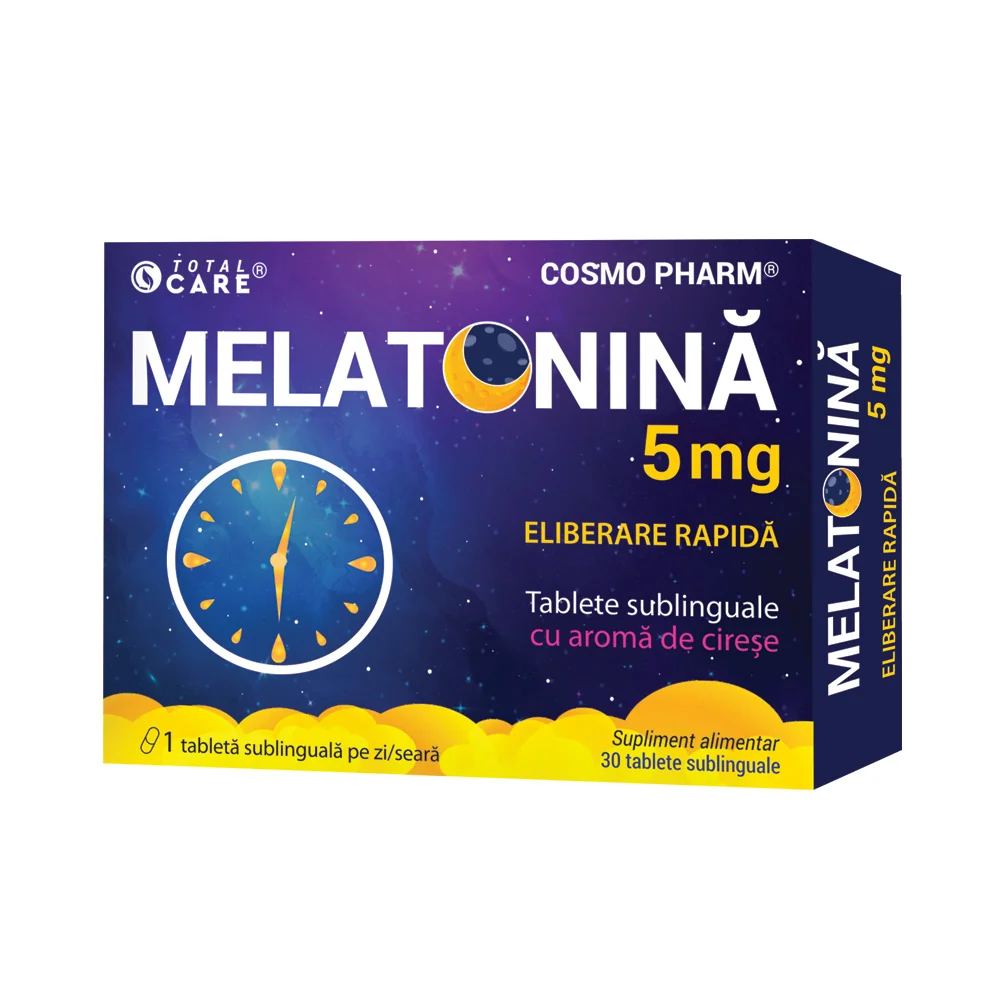 Melatonina eliberare rapida 5mg, 30 tablete sublinguale, Cosmopharm ...