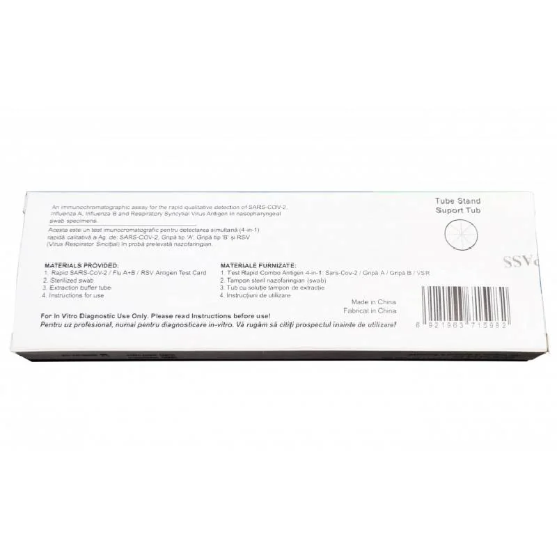 Test Rapid Combo 4 in 1 Covid 19 + Gripa A/B + RSV cu prelevare ...