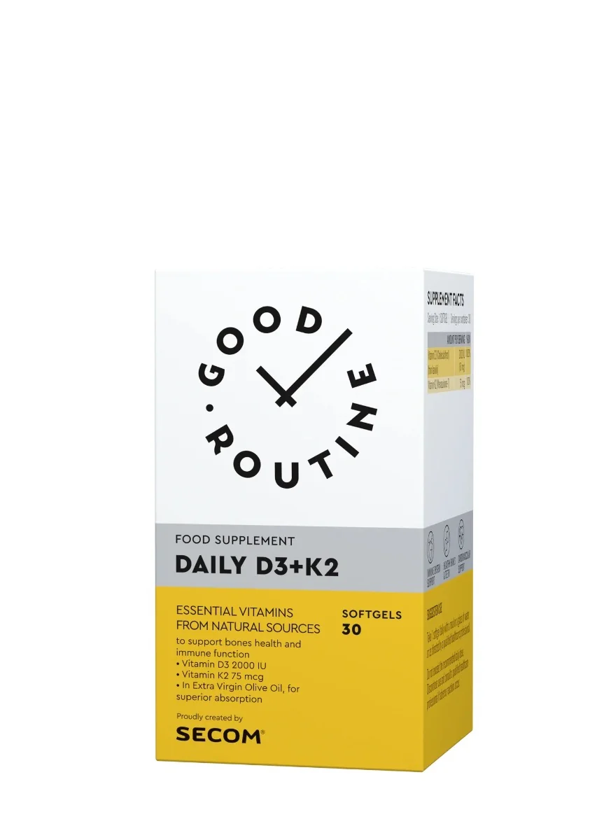 Daily Vitamina D3 2000UI + K2 75mcg Good Routine, 30 capsule moi, Secom ...